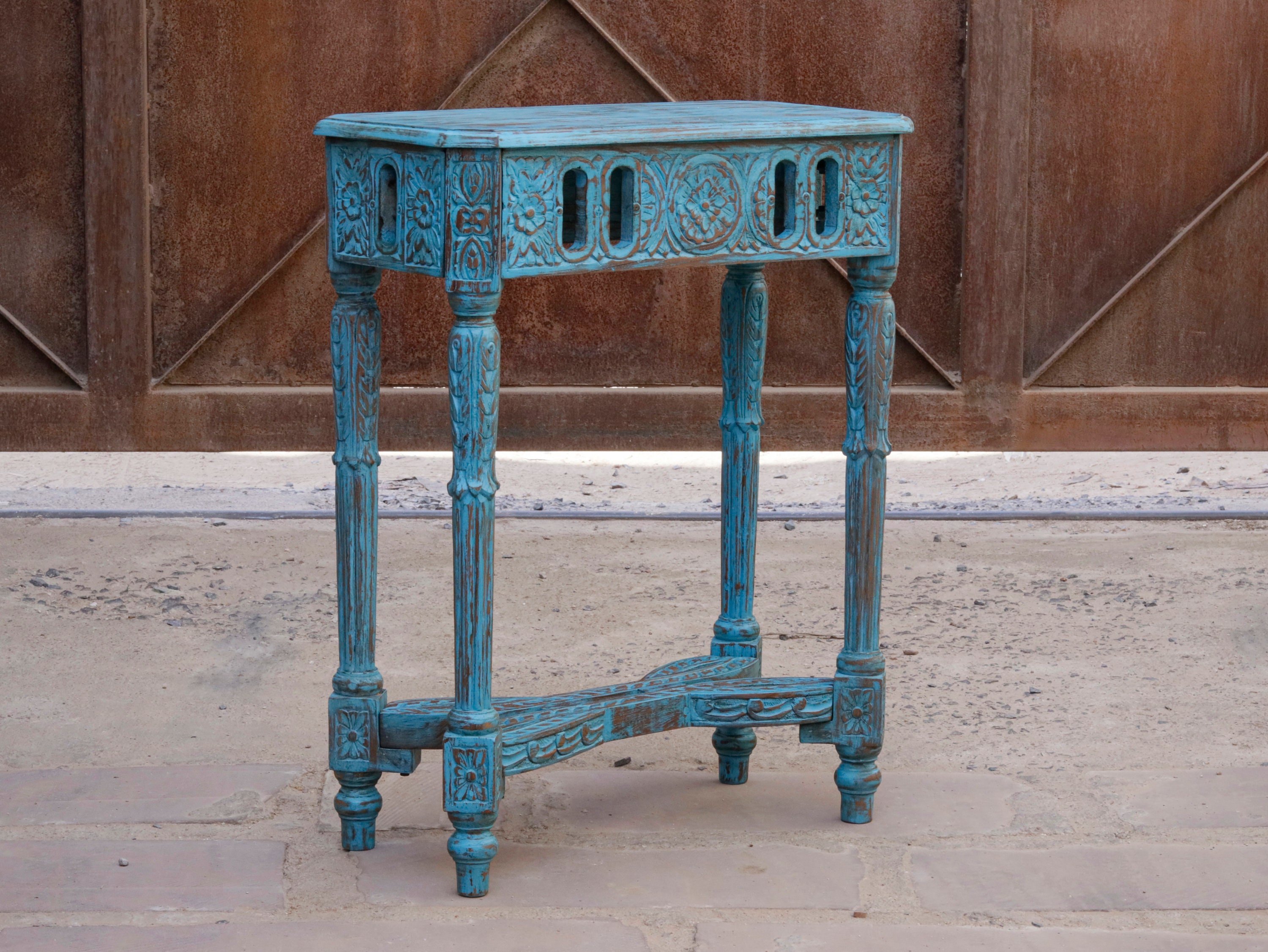 Blue Distressed Polish Farmhouse Console Table: A Rustic Charm for Your ...