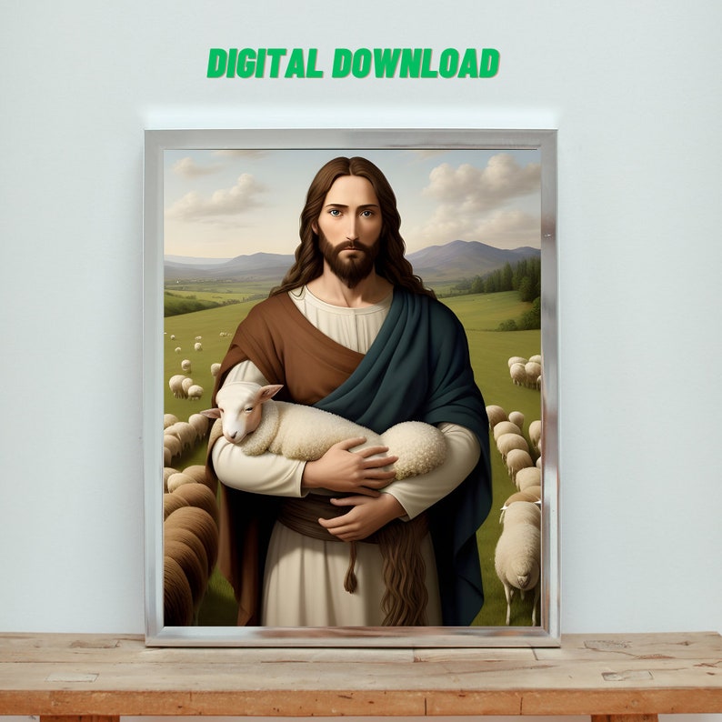 Jesus Leaves the 99, Jesus Art, Bible Art, Jesus Good Shepherd, WALL ...