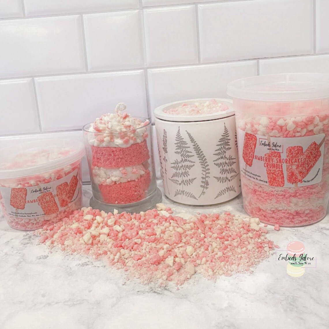 Wax Strawberry Shortcake Crumble Realistic Wax Melts Candle Embeds ...
