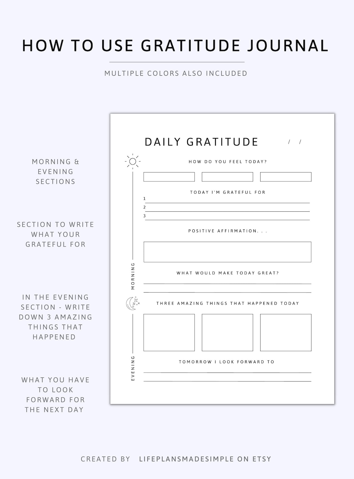 Gratitude Journal Template Daily Gratitude Monthly Gratitude Review ...