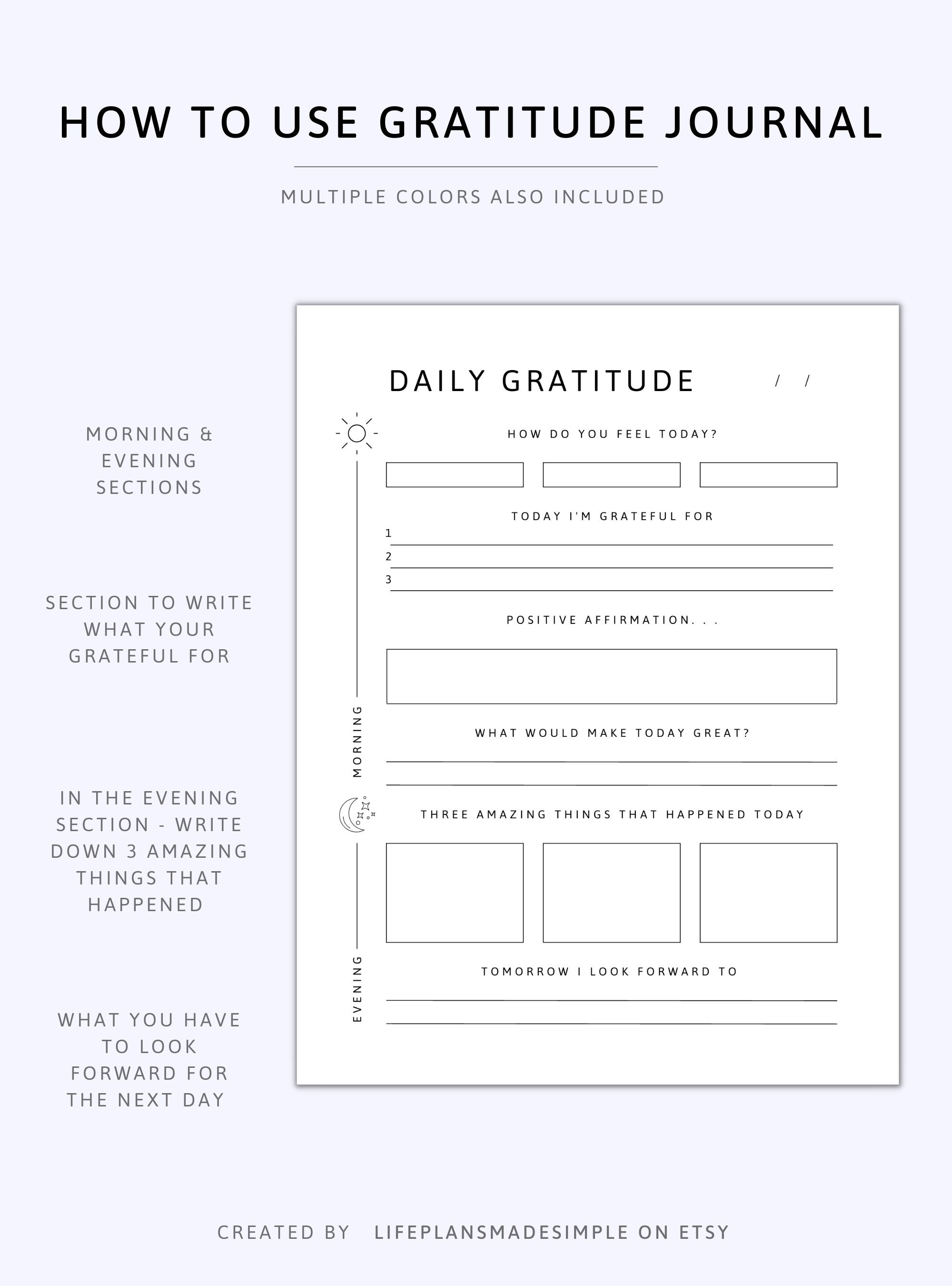 Gratitude Journal Template | Daily Gratitude | Monthly Gratitude Review ...