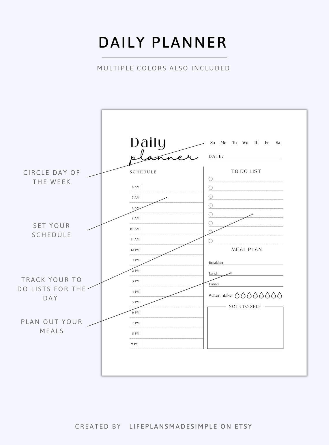 Printable Daily Planner Daily Agenda Hourly Planner Day to Day Planner ...