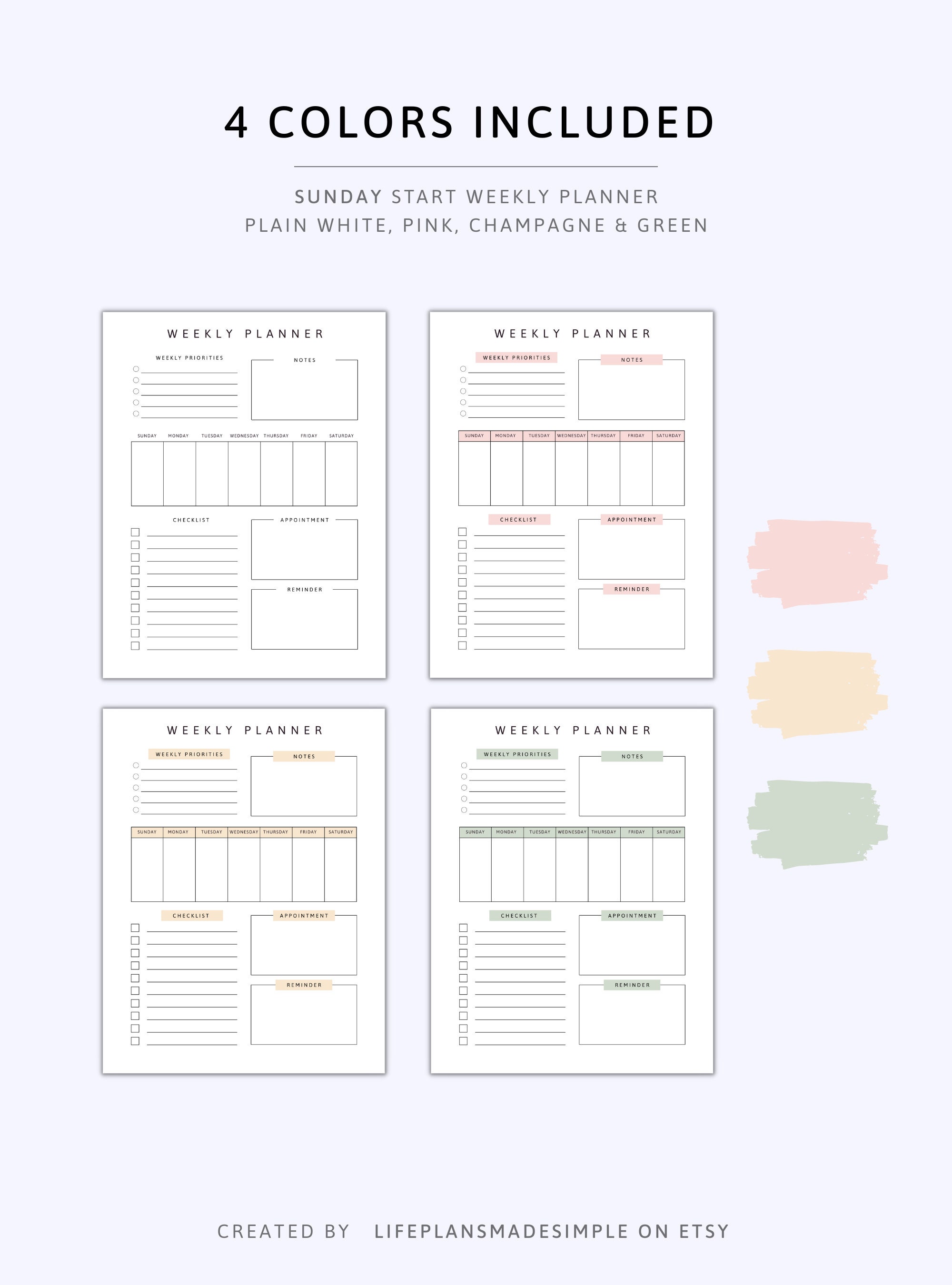 Printable and Fillable Weekly Planner Productivity Planner - Etsy Ireland