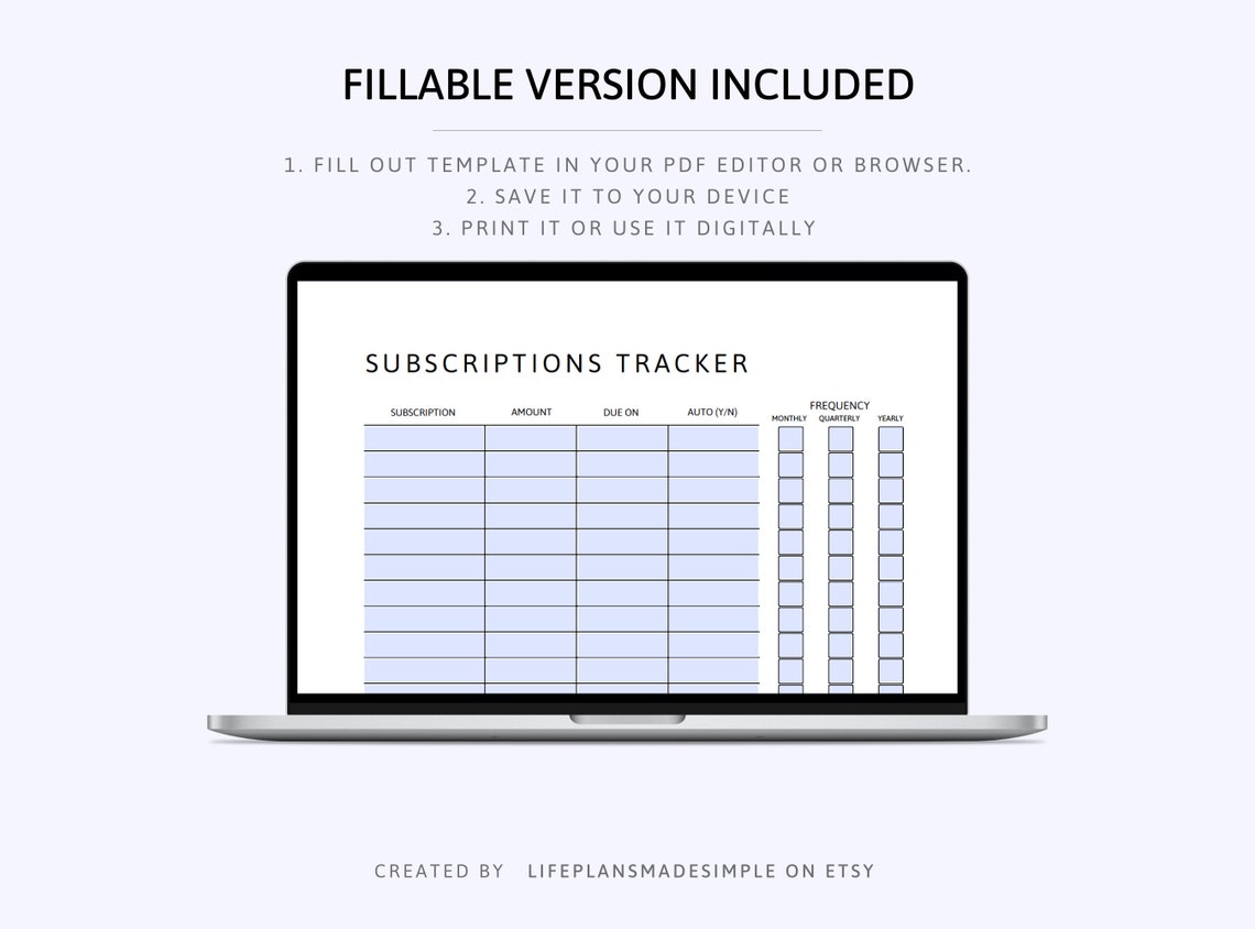 Subscriptions Tracker Subscription Planner Subscription Overview ...