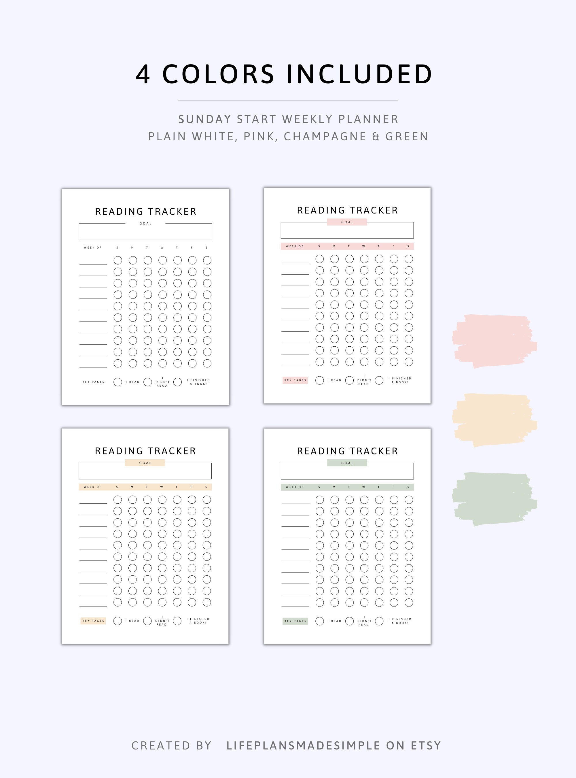 Printable Reading Tracker | Goal Reading Log | 10 Week Reading Tracker ...