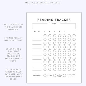Printable Reading Tracker | Goal Reading Log | 10 Week Reading Tracker ...