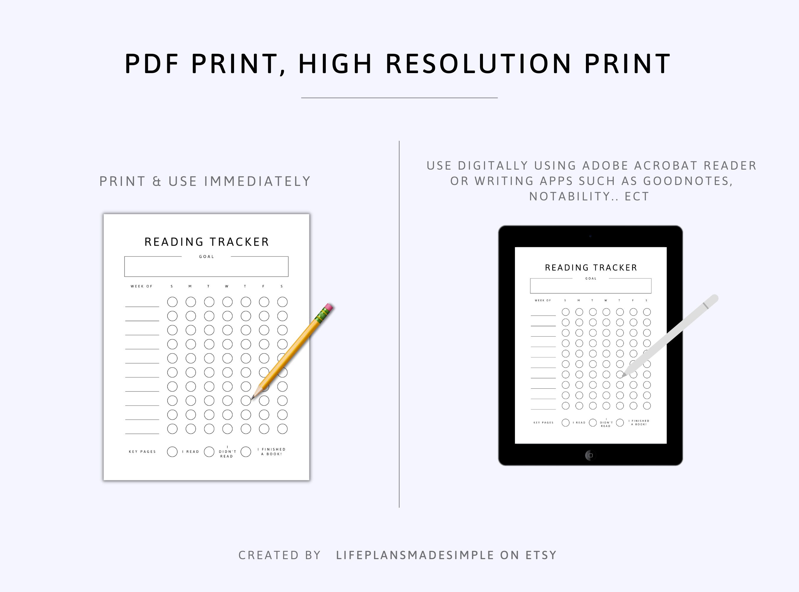 Printable Reading Tracker | Goal Reading Log | 10 Week Reading Tracker ...