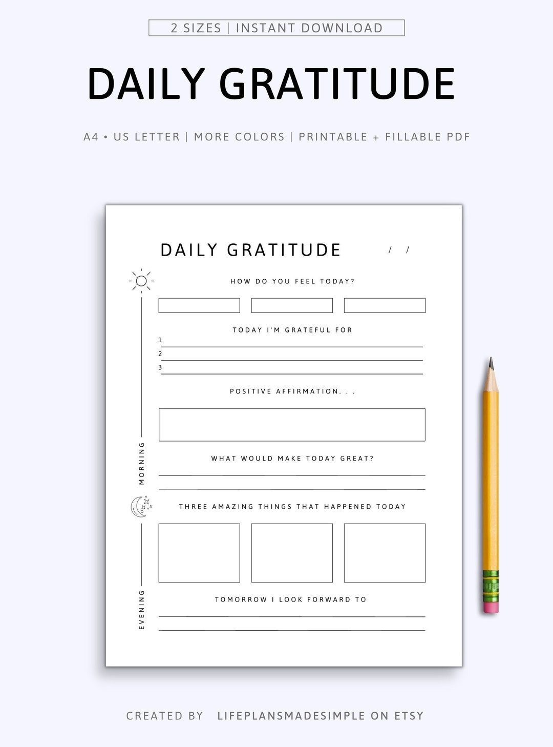 Gratitude Journal Template | Daily Gratitude | Monthly Gratitude Review ...