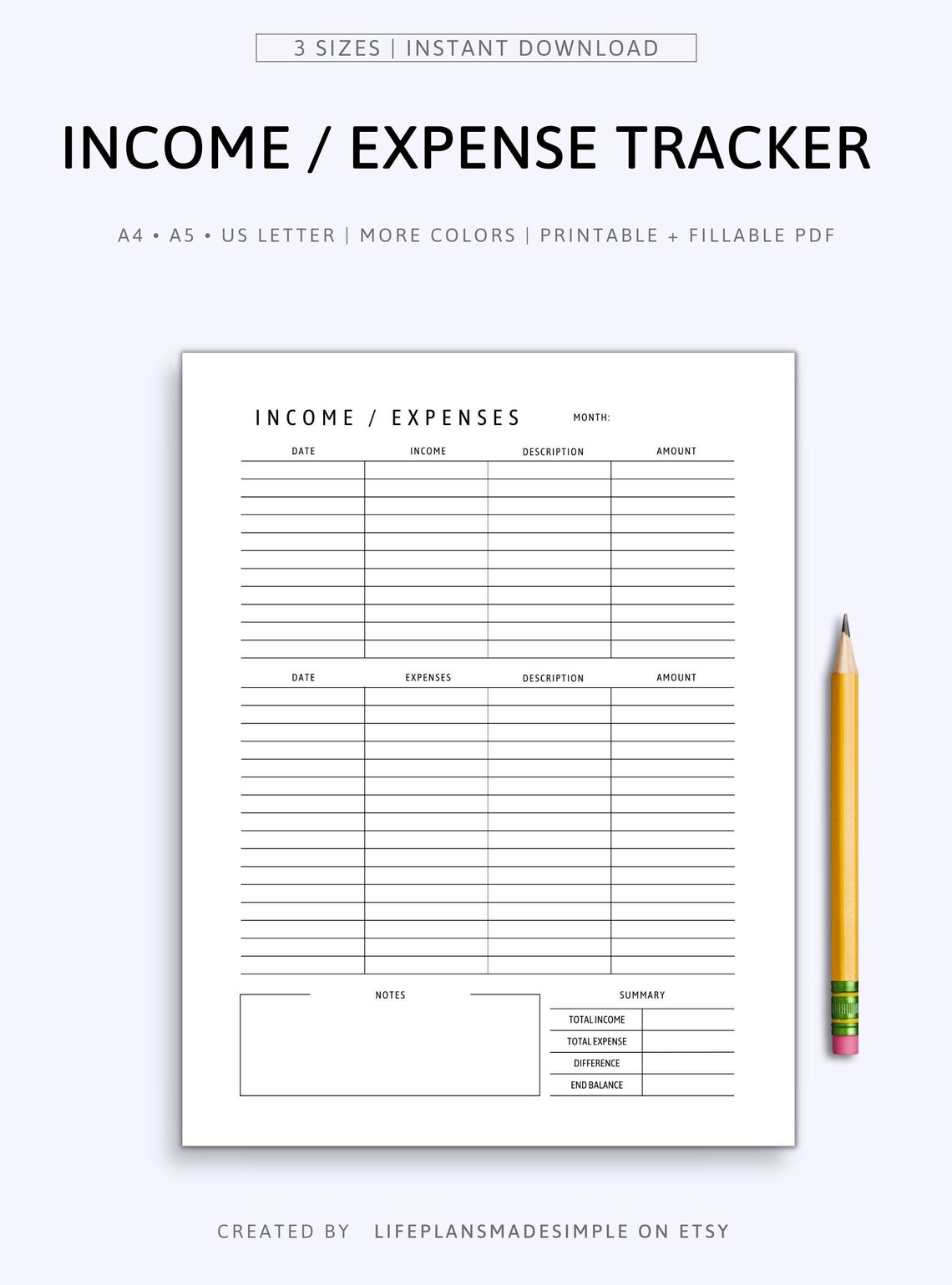 Small Business Income Expense Tracker | Printable Budget Organizer ...
