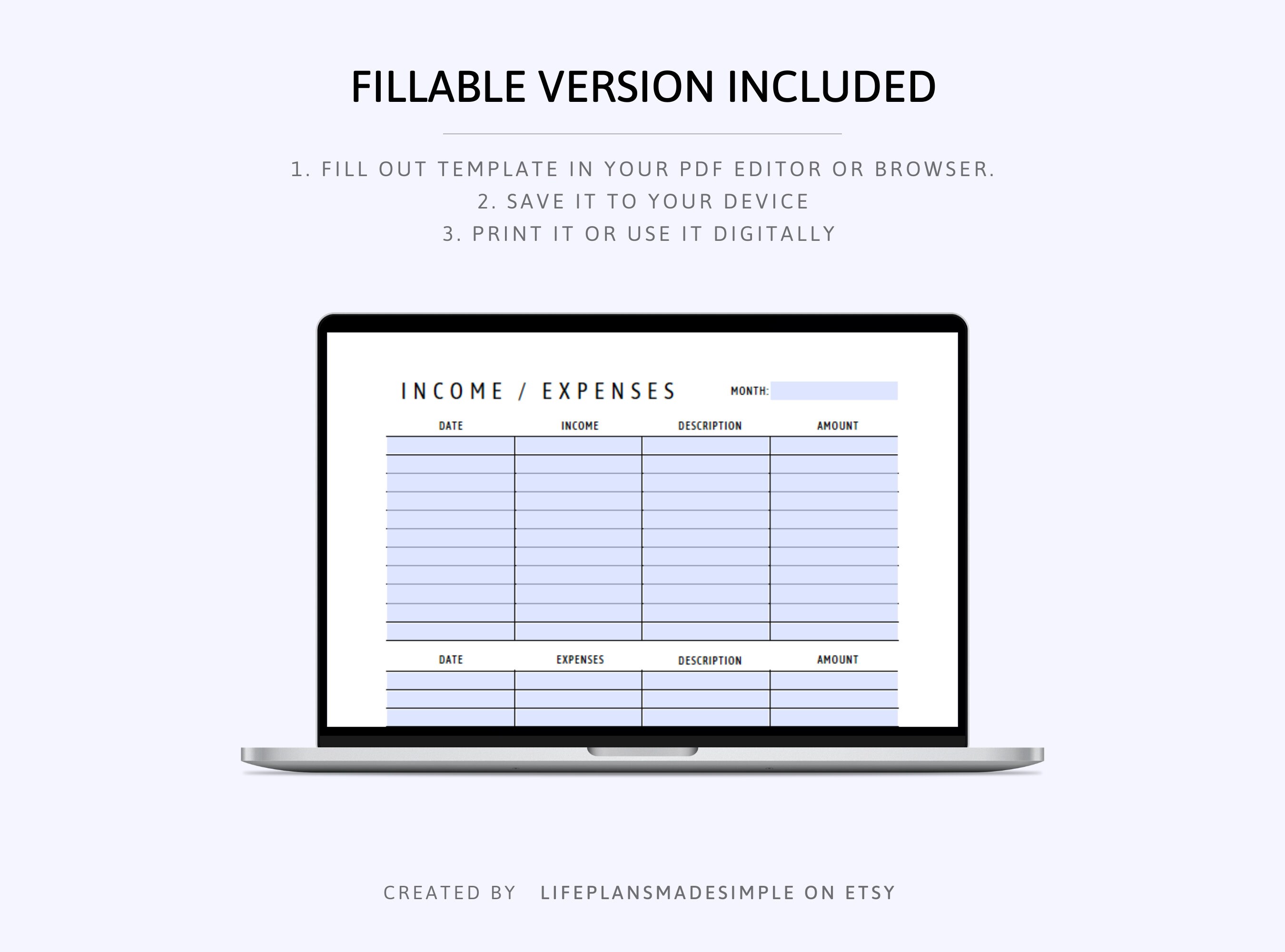 Small Business Income Expense Tracker | Printable Budget Organizer ...