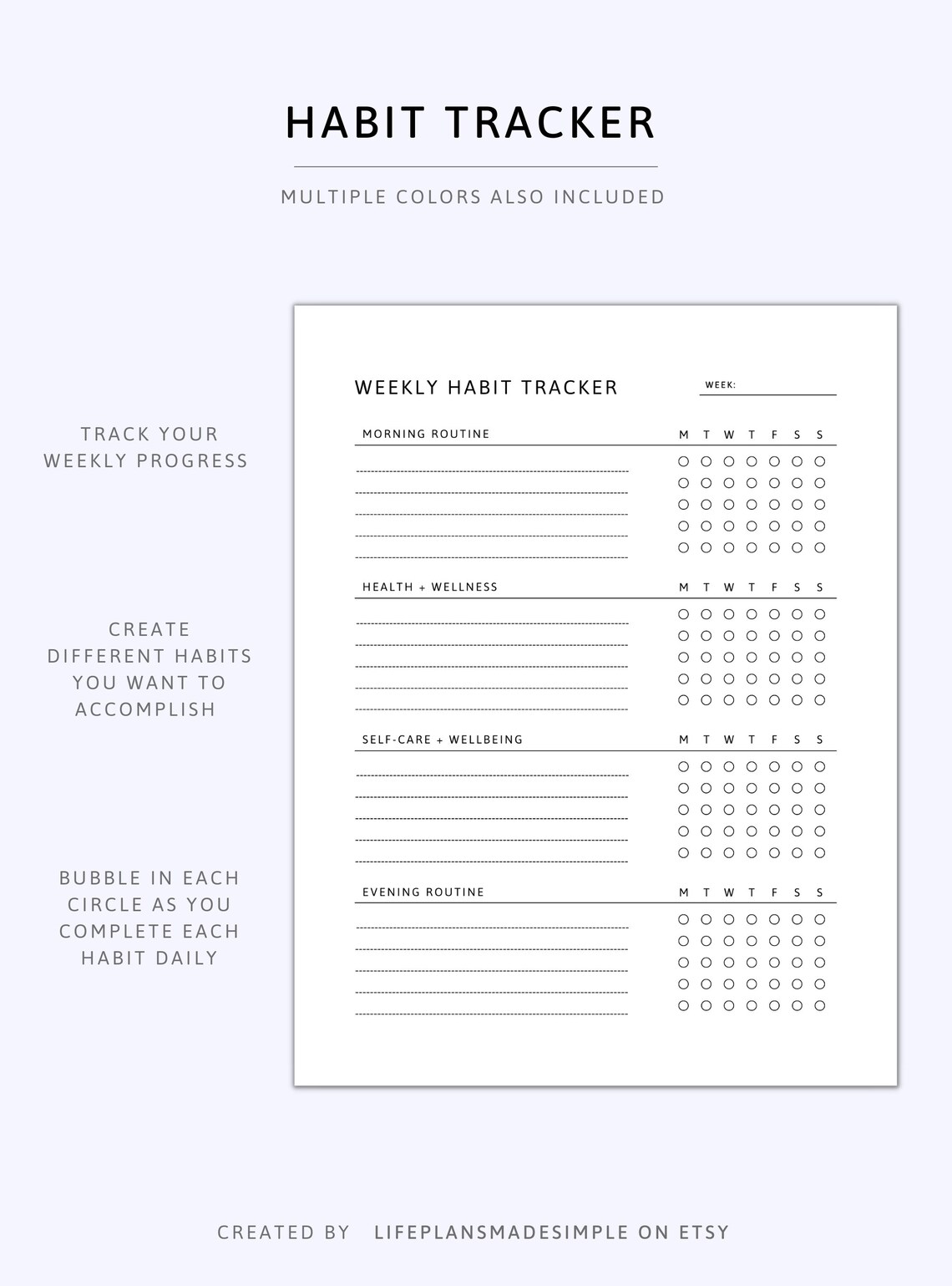 Weekly Habit Tracker | Fillable & Printable Habit Tracker | Habit ...