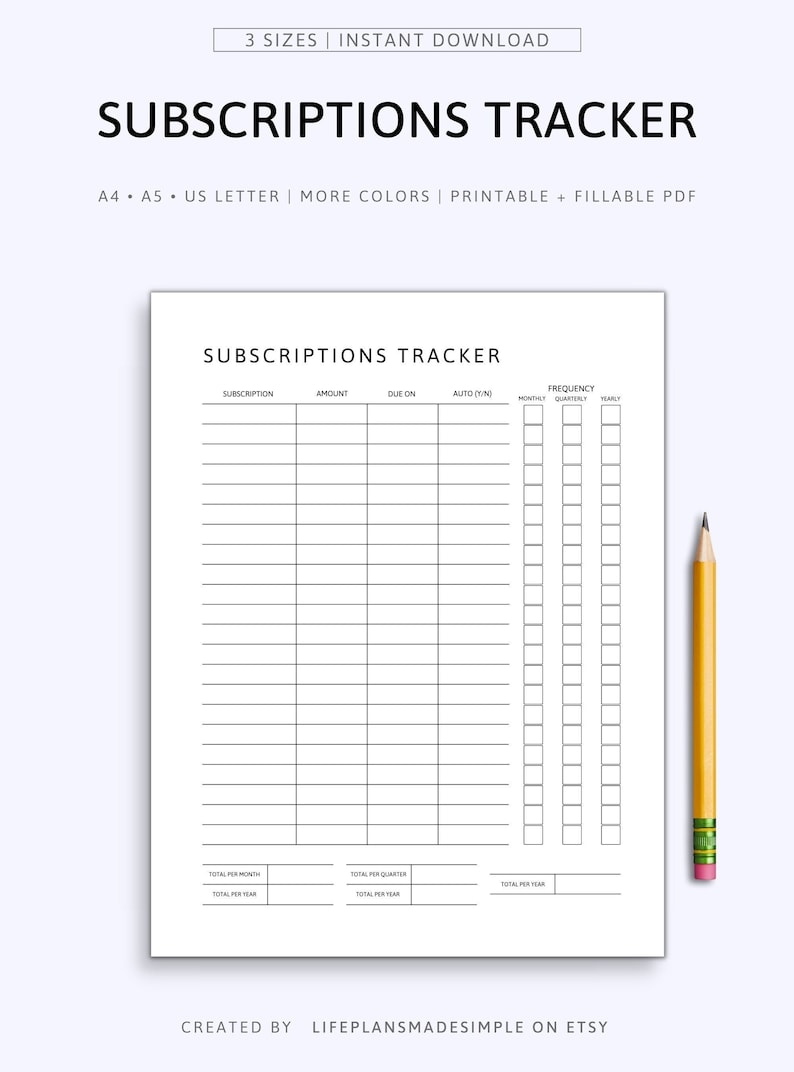 Subscriptions Tracker | Subscription Planner | Subscription Overview ...