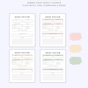 Book Review Page Printable and Fillable PDF | Book Review Template ...