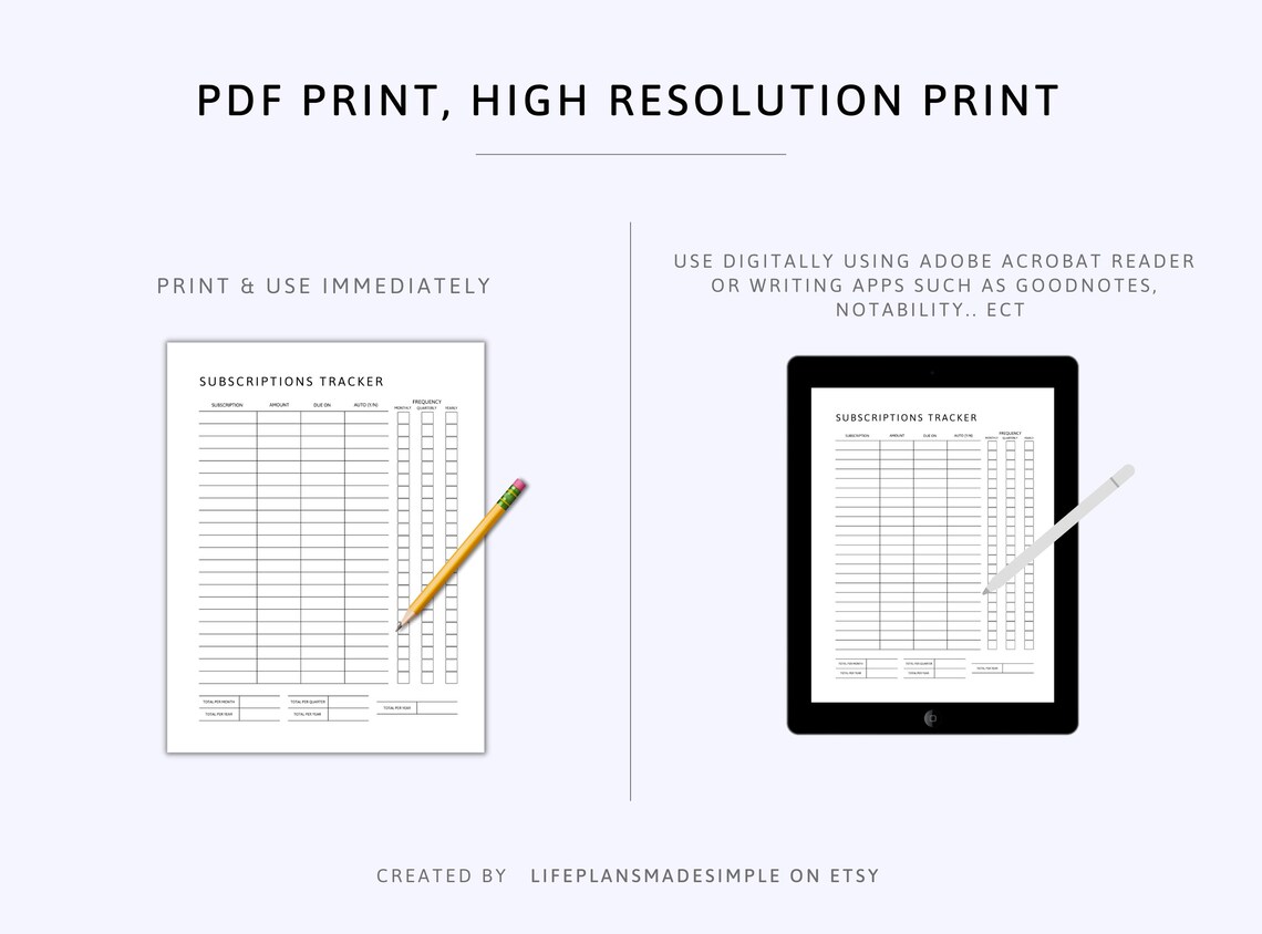 Subscriptions Tracker Subscription Planner Subscription Overview ...