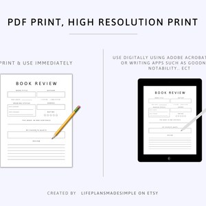 Book Review Page Printable and Fillable PDF | Book Review Template ...