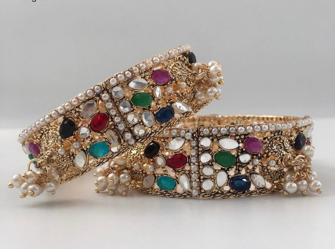 Sabyasachi Inspired Pakistani Indian Karra Kanghan/ Jadau Bangles ...