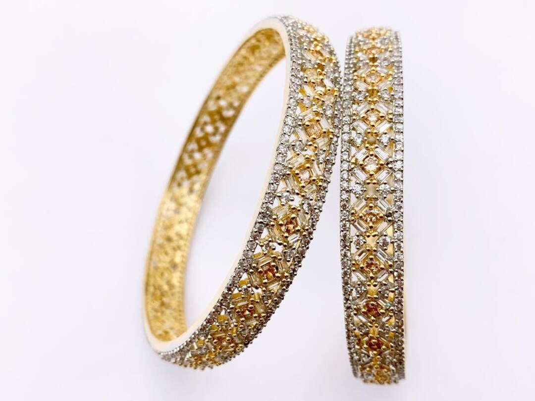 Zircon Stone Gold Plated Bangles| Pakistani Bangles| Indian Bangles ...