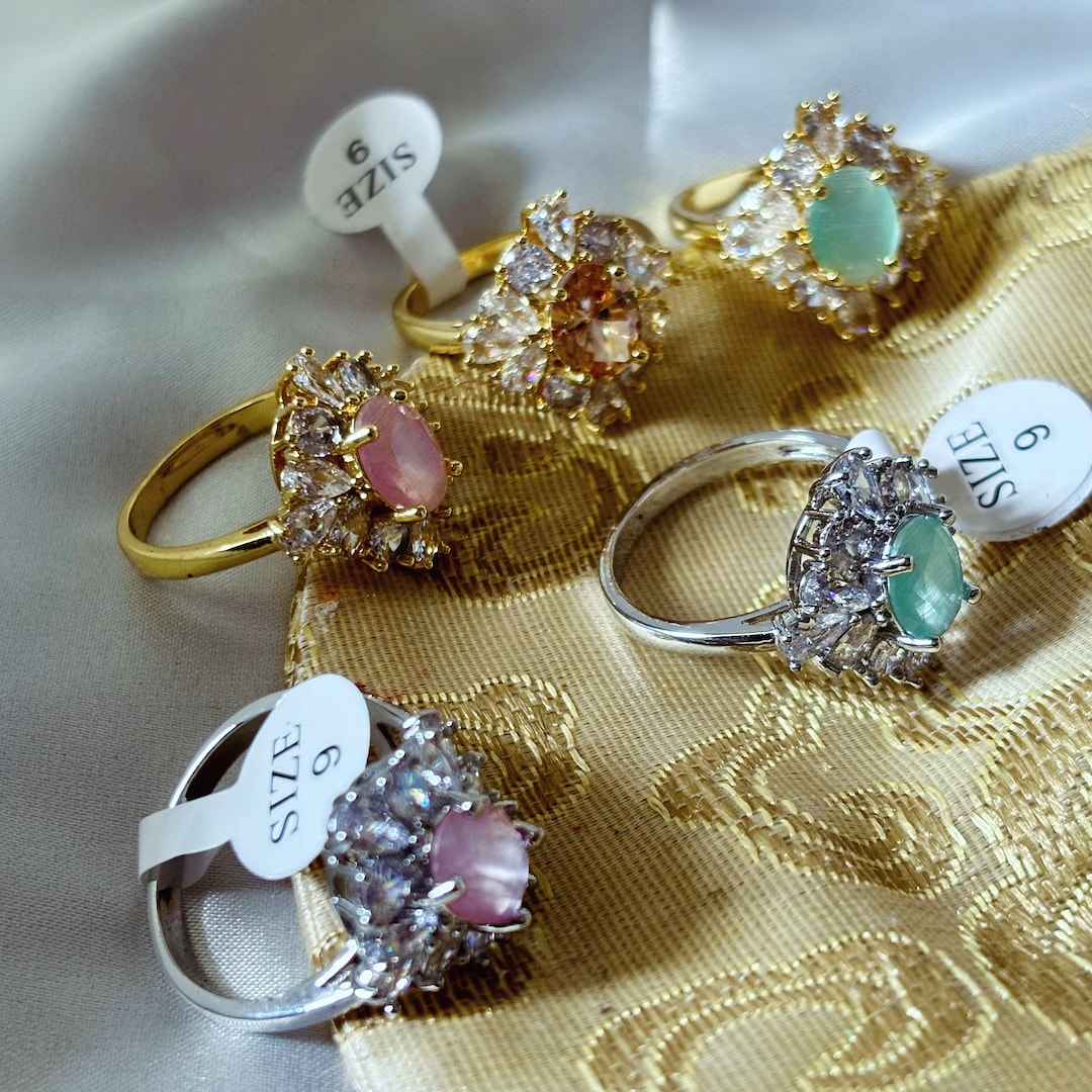Beautiful Punjabi Indian Pakistani Rings/ Zircon Stone Statement Rings ...