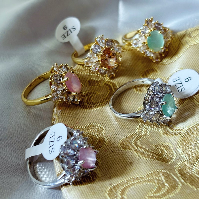 Beautiful Punjabi Indian Pakistani Rings/ Zircon Stone Statement Rings ...