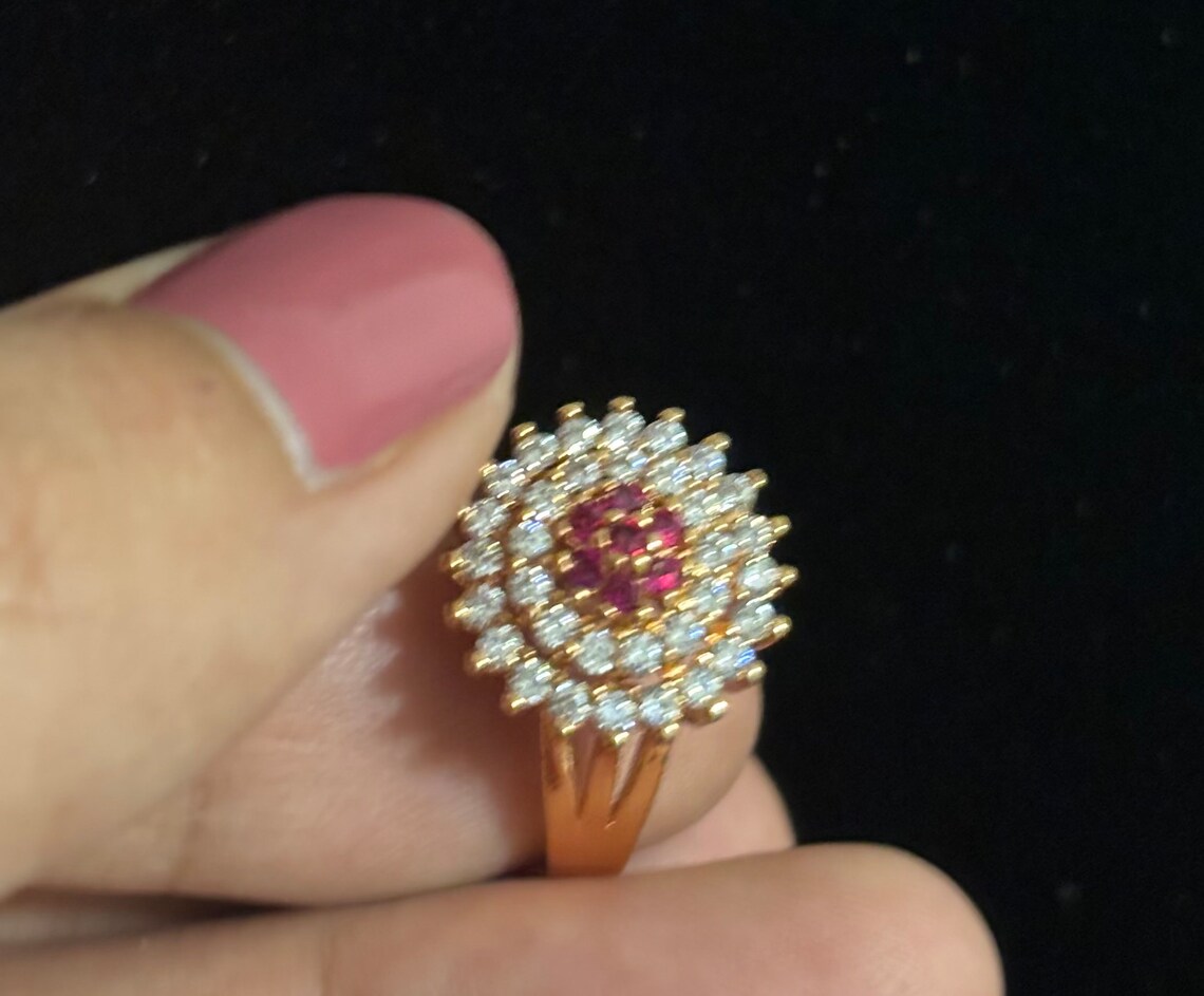 Pakistani Cluster Ring-semi Precious Emerald Ring-indian Punjabi Rings ...