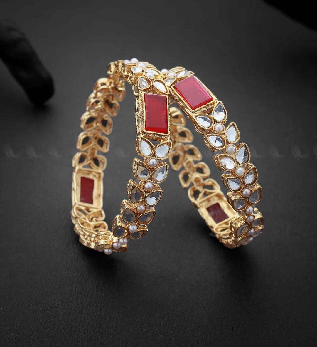Sabyasachi Inspired Red Bangles-pakistani Jewelry Polki Bangles-red ...