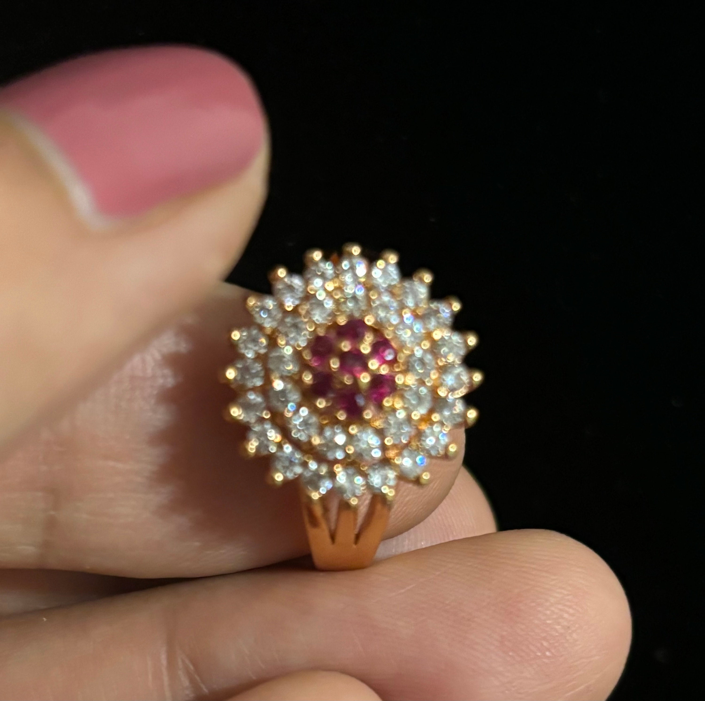 Pakistani Cluster Ring-semi Precious Emerald Ring-indian Punjabi Rings ...