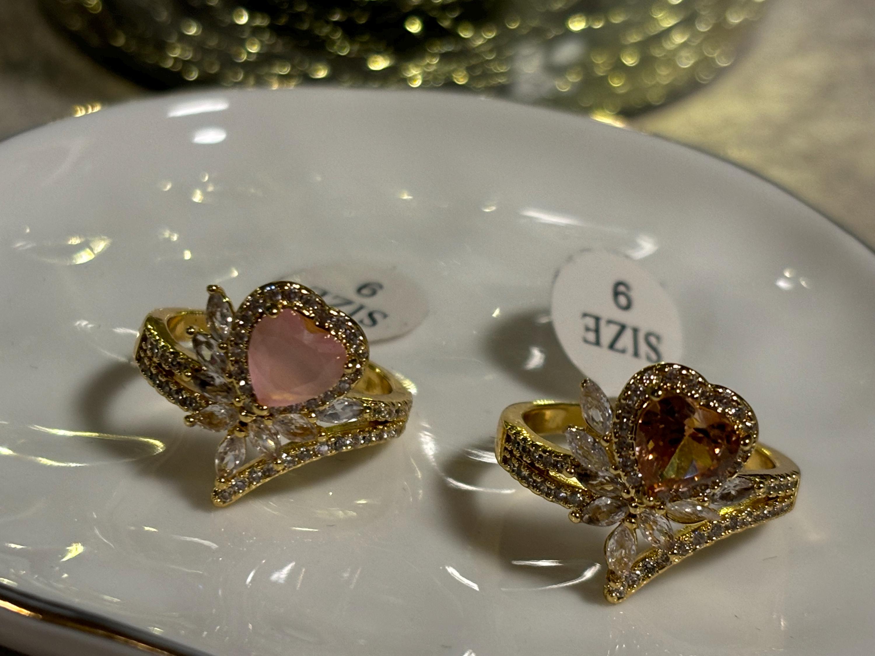 Beautiful Punjabi Indian Pakistani Rings/ Zircon Stone Statement Rings ...