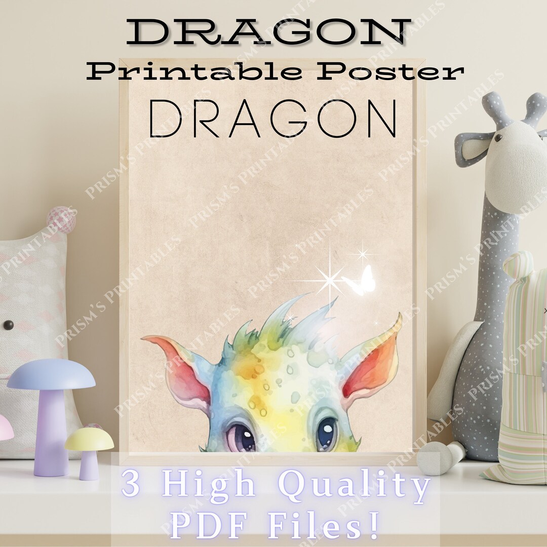 Poster Printable Dragon Wall Decor for Nursery Wall Art for Baby Room ...