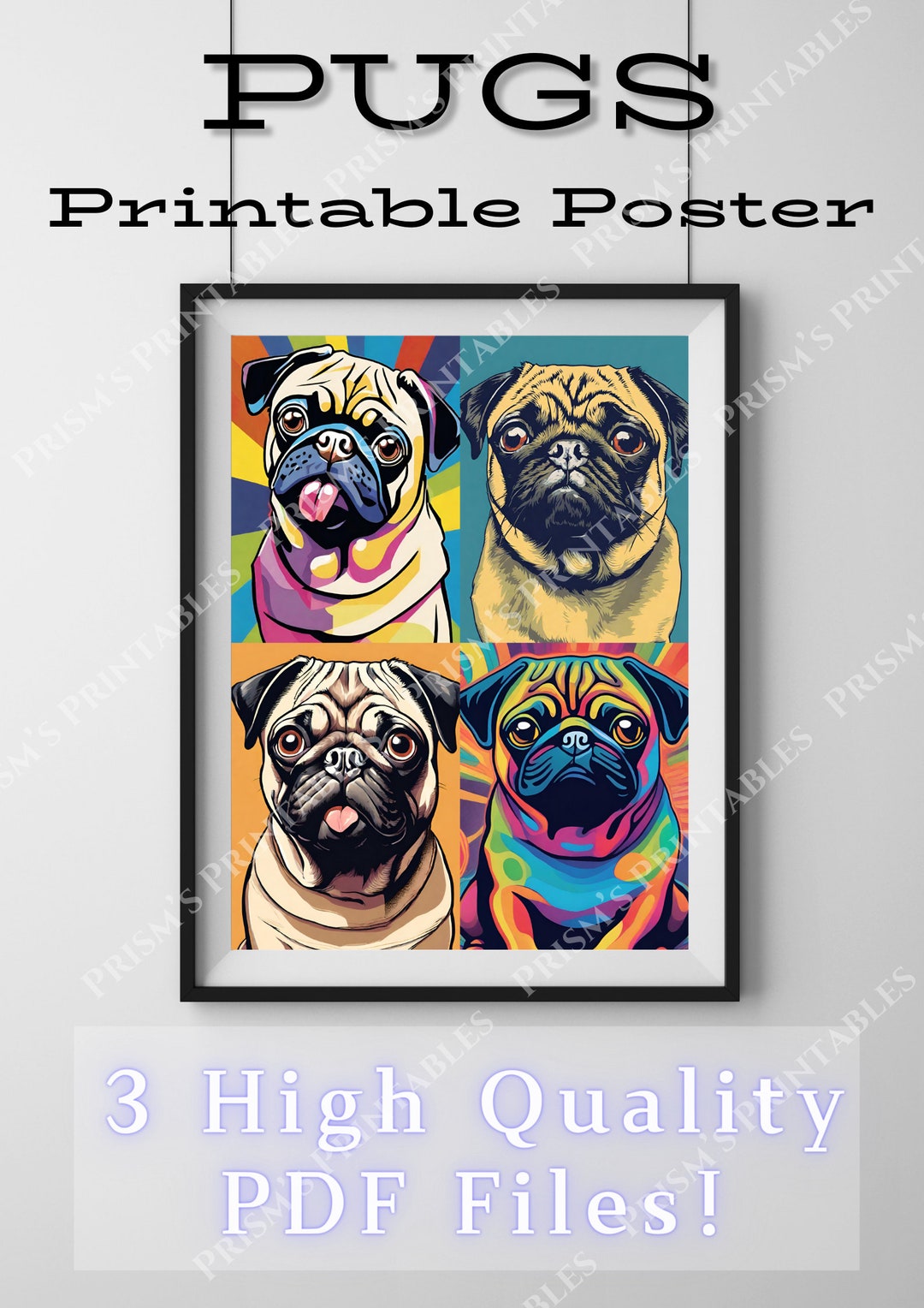 Poster Printable Pug Wall Decor for Dog Lover Wall Art for Pug Andy ...