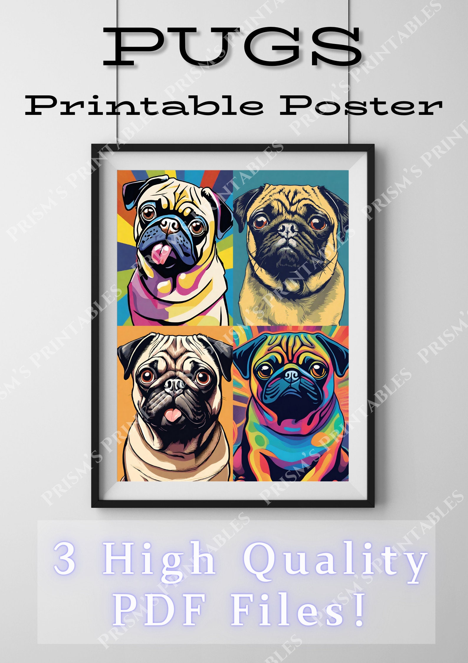 Poster Printable Pug Wall Decor for Dog Lover Wall Art for Pug Andy ...