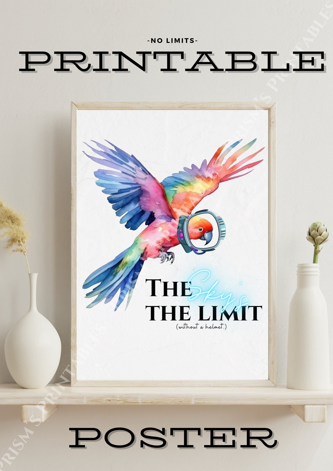 No Limits Printable Poster Inspirational Quote Bird Parrot Animal Lover ...