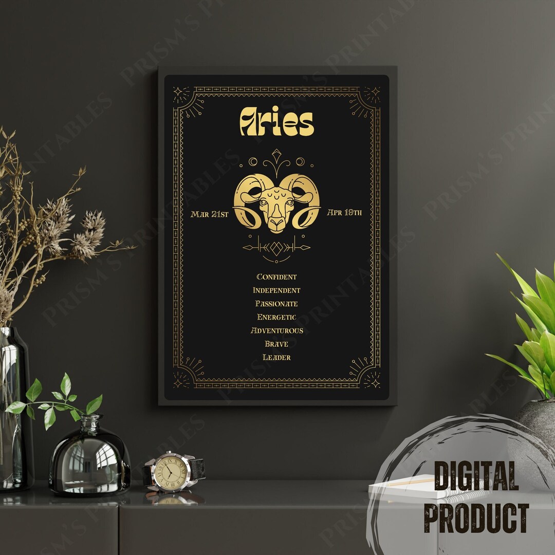 Aries Zodiac Sign Poster, Zodiac Sign Poster Aries, Poster for Aries ...