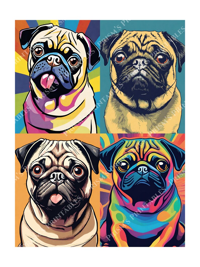 Poster Printable Pug Wall Decor for Dog Lover Wall Art for Pug Andy ...