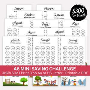 Monthly Savings Challenge Printable Bundle, 12 Month Saving Challenges ...