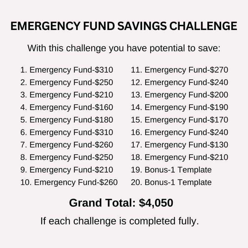 Emergency Fund Savings Challenge Printable Bundle, Emergency Funds ...