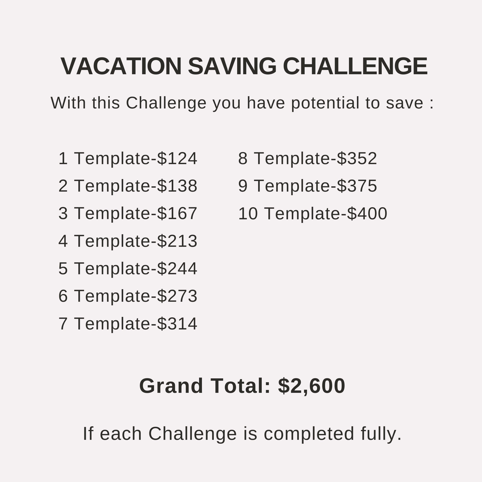 Vacation Savings Challenge Printable, Vacation Savings Tracker Family ...
