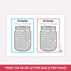 Jar Savings Challenge Printable Bundle, A6 Mini Mason Jar Saving ...