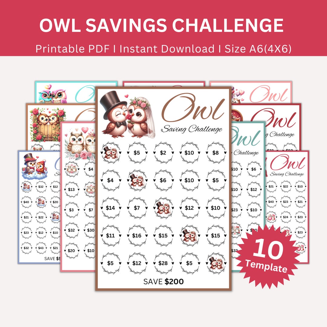 Owl Savings Challenge Printable, Owl Saving Challenge Bundle, A6 Cash ...