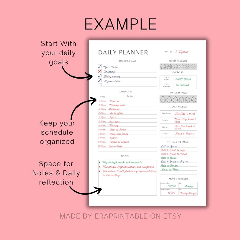 ADHD Daily Planner Printable, Time Blocking Planner, Daily Routine ...