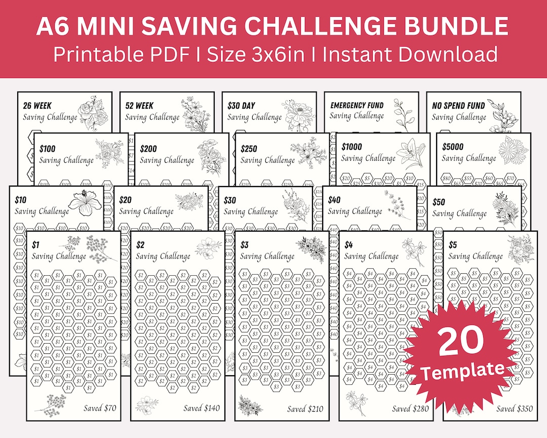 Mini Savings Challenge Printable, Money Saving Challenge Trackers ...