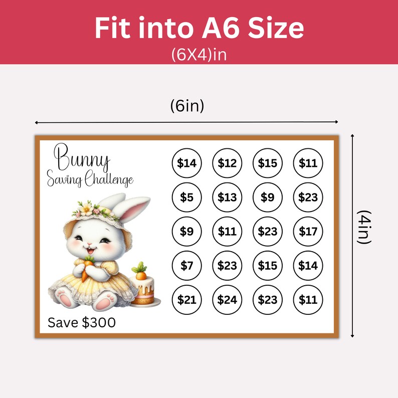 Bunny Savings Challenge Printable, Mini Rabbit Saving Challenge, A6 ...