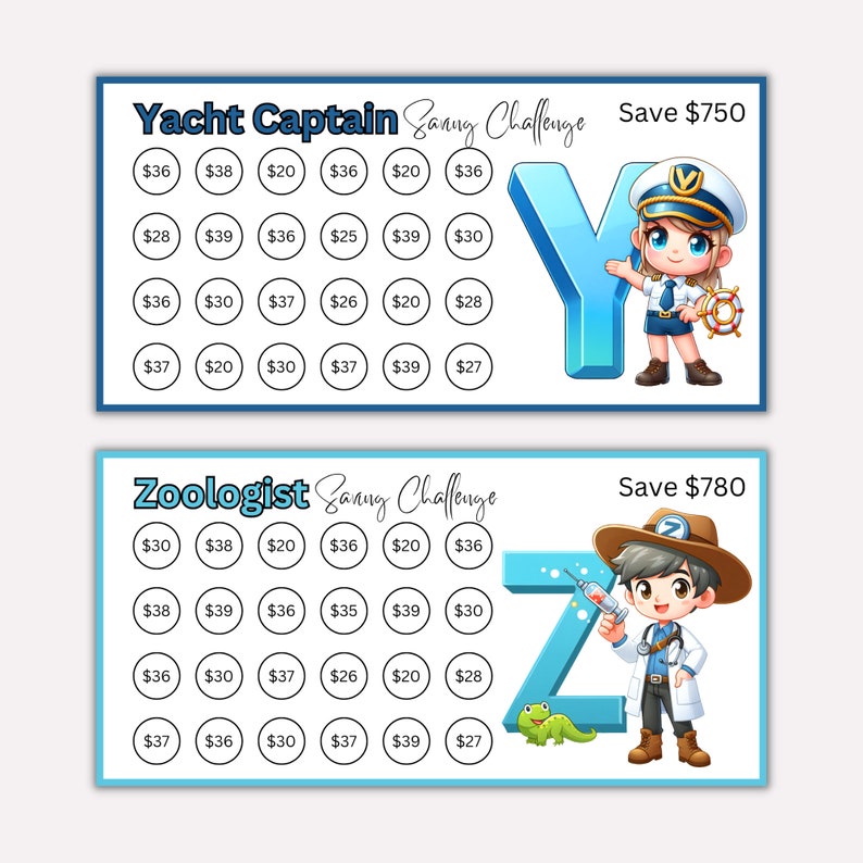 Alphabet Low Income Savings Challenge Printable, Alphabet Saving ...