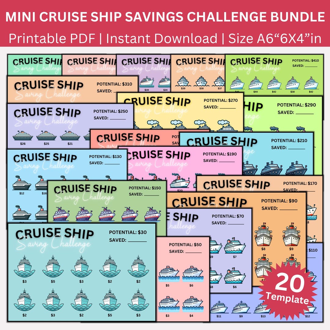 Mini Cruise Ship Vacation Savings Challenge Printable, Travel Saving ...