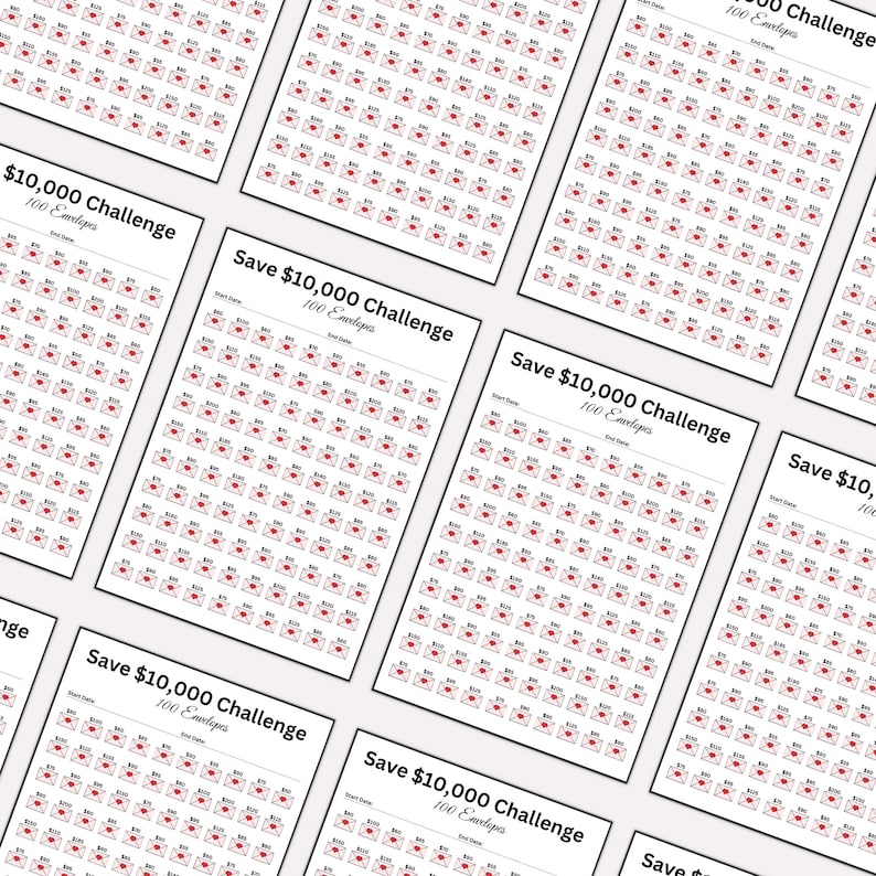 10k Savings Challenge Printable, 10000 Saving Challenge, 10 000 Savings ...