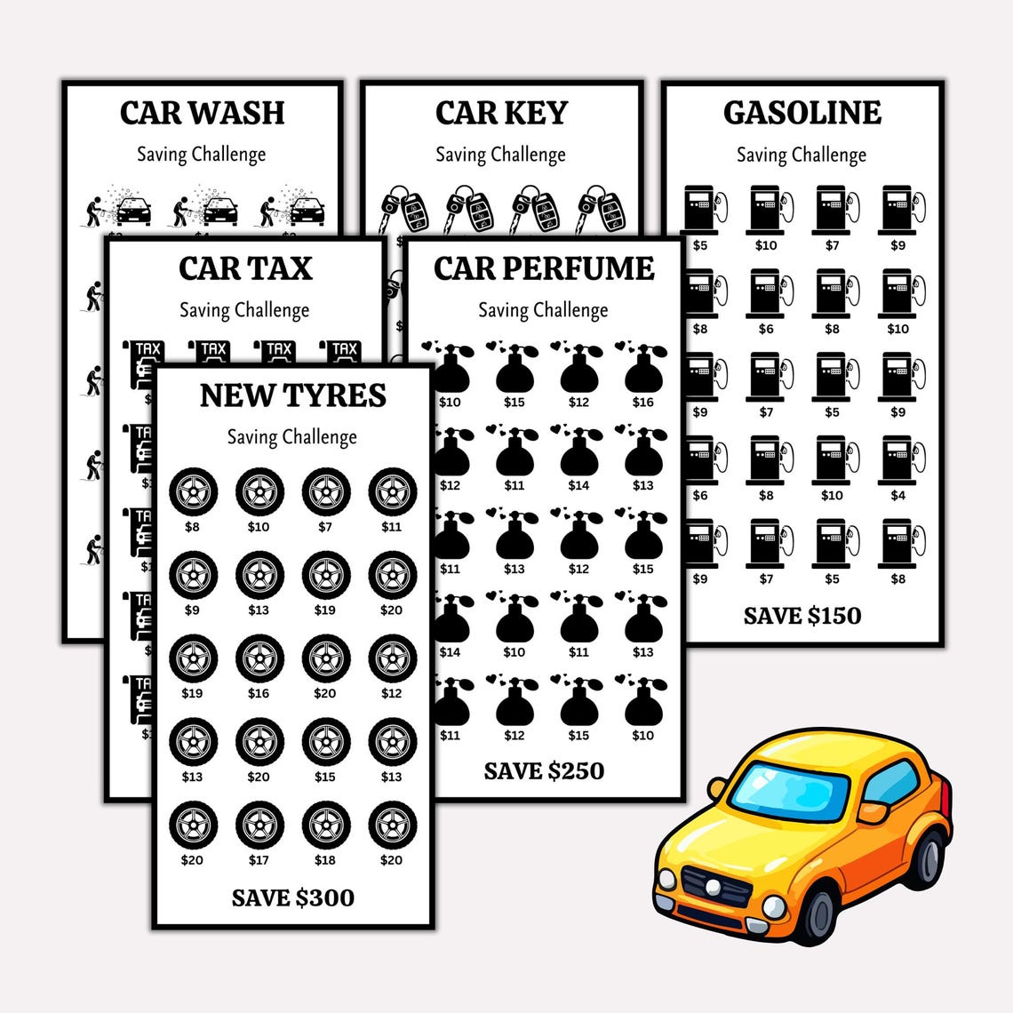 Car Maintenance Savings Challenge Bundle, Vehicle Auto Repair Saving ...