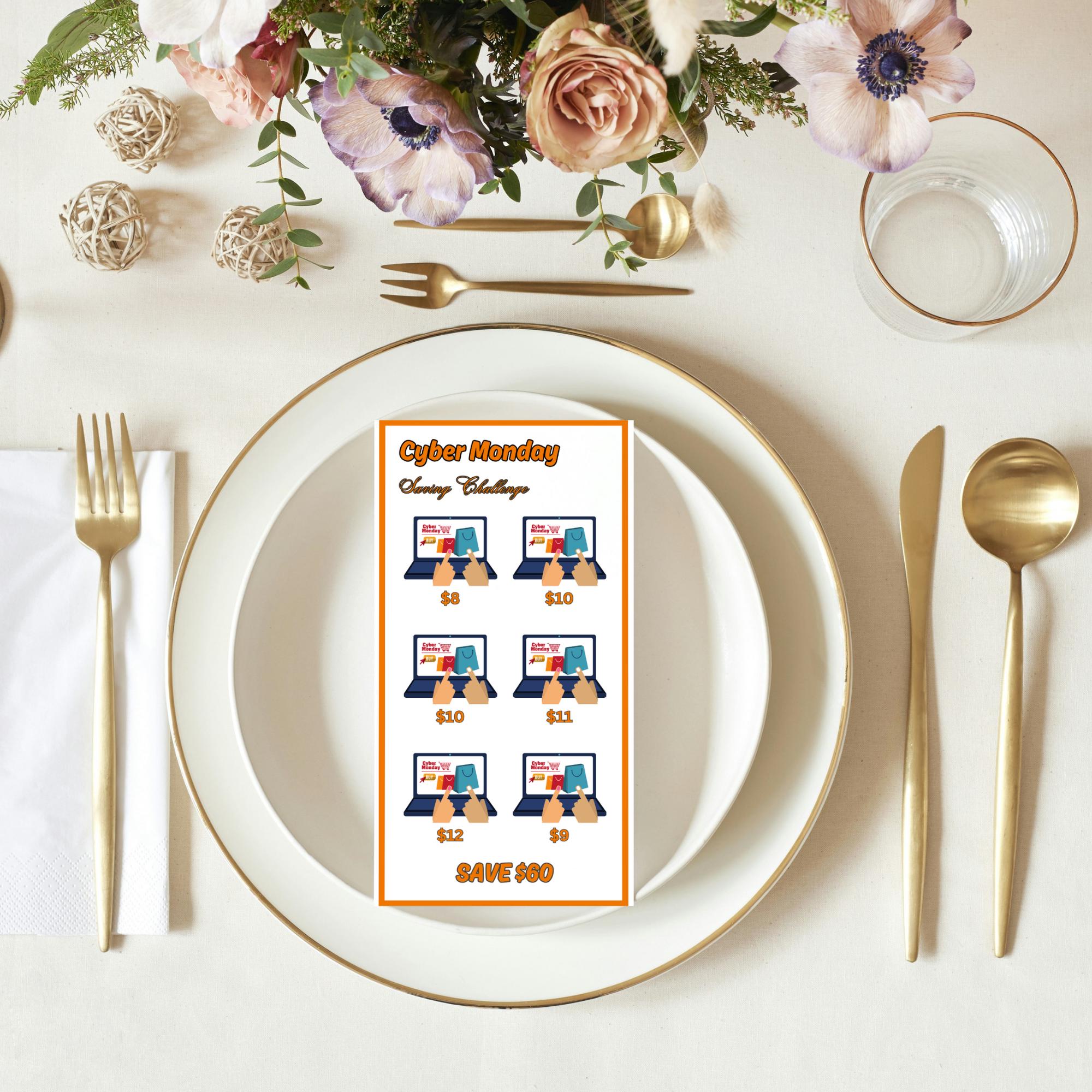 Cyber Monday Savings Challenge Printable, Mini A6 Cyber Monday Saving ...