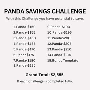 Panda Savings Challenge Printable Bundle, A6 Panda Saving Challenges ...