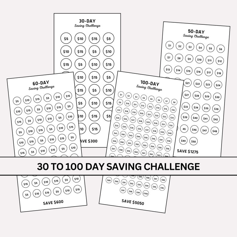 Mini Savings Challenge Printable Bundle Money Saving Tracker A6 Sized