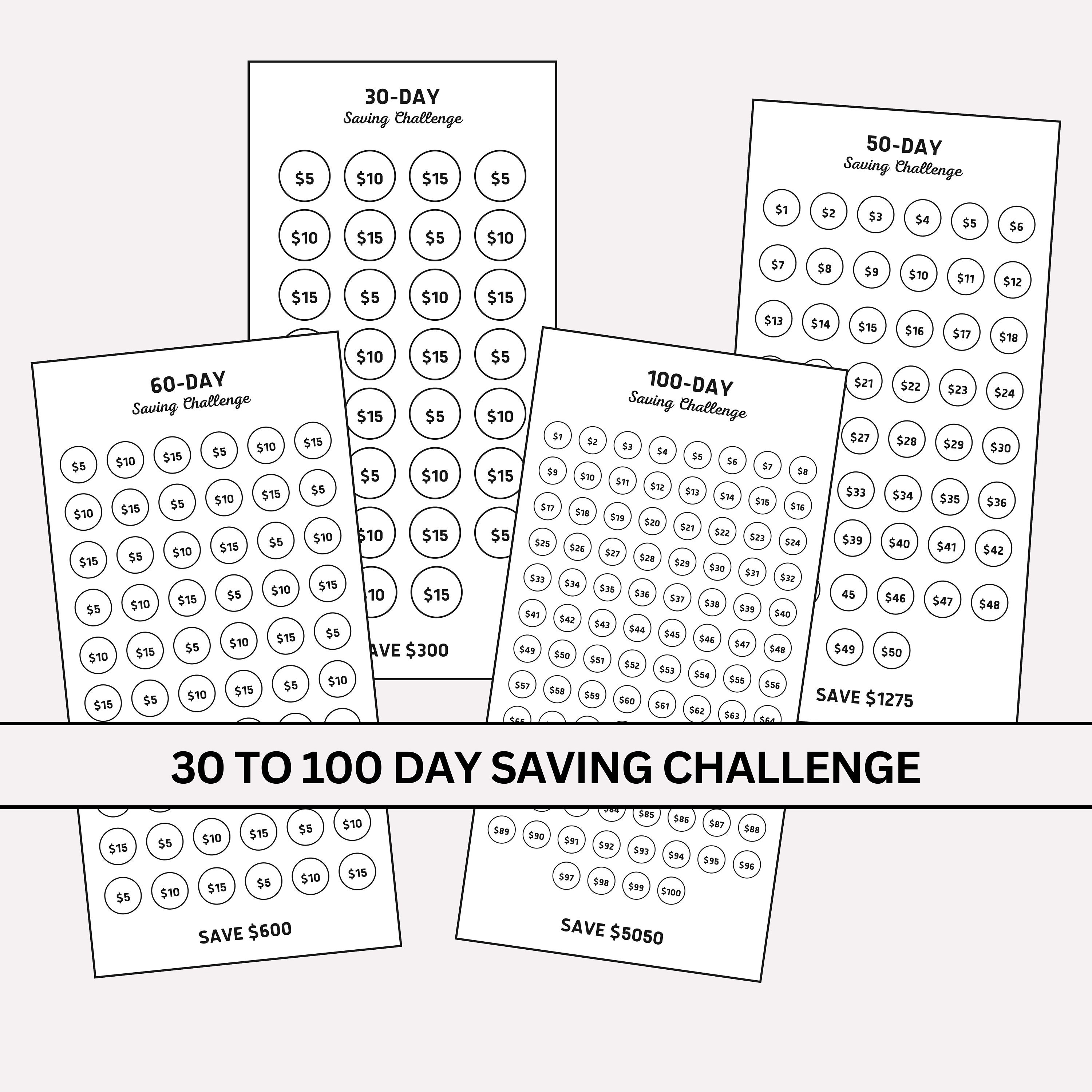 Mini Savings Challenge Printable Bundle, Money Saving Tracker, A6 Sized ...