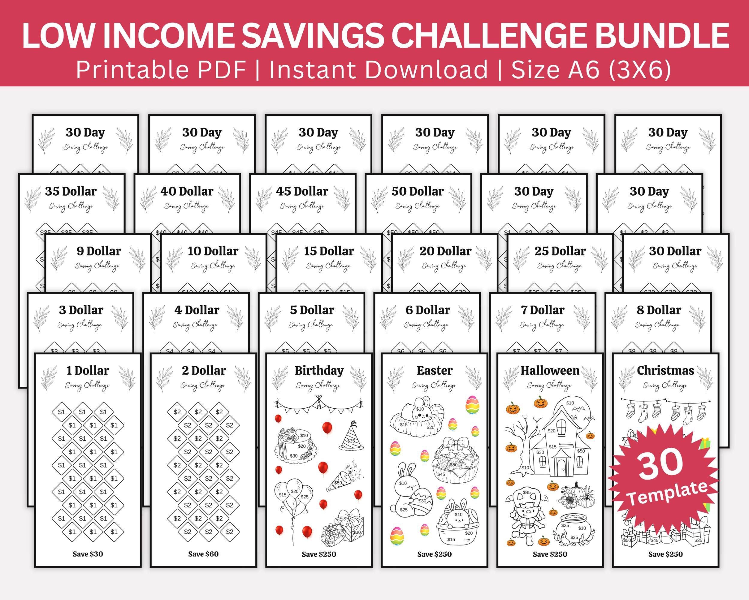 Low Income Saving Challenge Printable Bundle, Mini A6 Saving Challenge ...